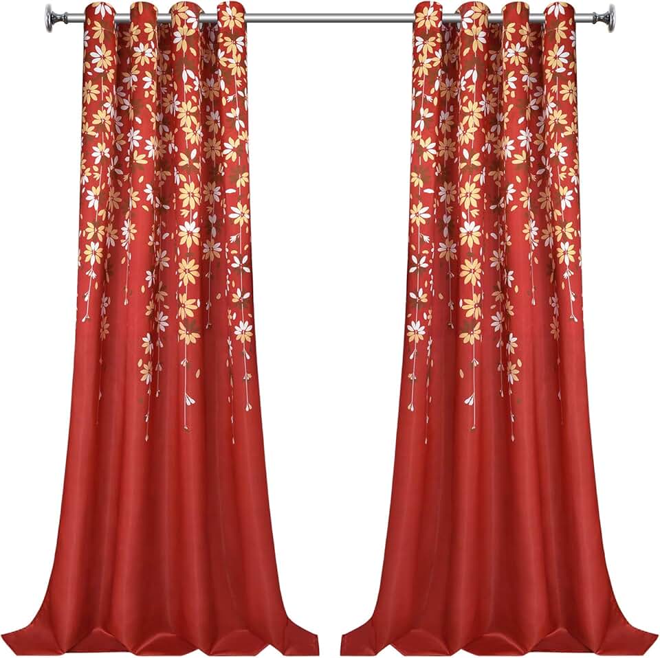 Amazon.com: red and gold curtains for living room