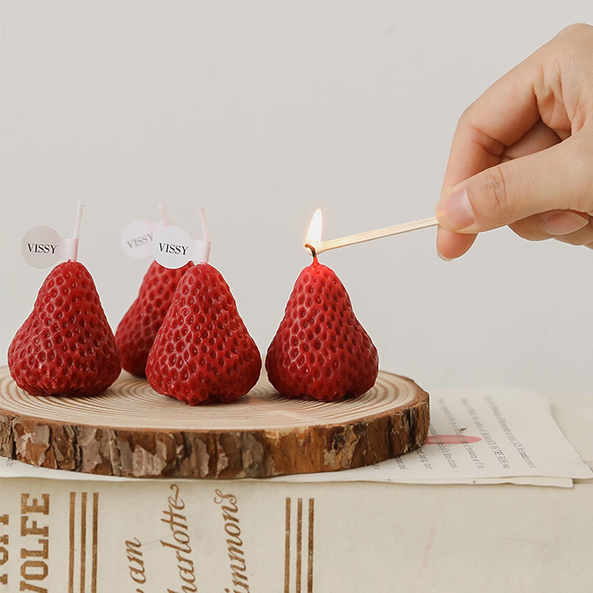 Amazon.com: 8 Pieces Strawberry Candle Strawberry Shaped Scented Candle ...
