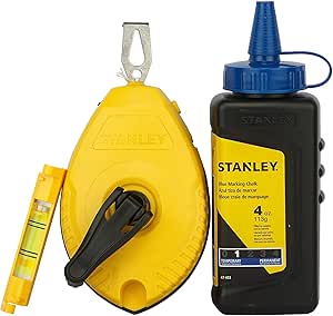 STANLEY Chalk Line Box Set, Blue Chalk with Plastic Line Level, 4oz, 3 ...
