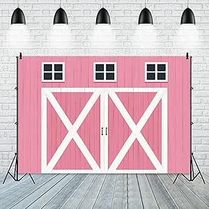 Amazon.com : Leowefowa 8x6ft Vinyl Pink Barn Door Backdrop Vintage Farm ...