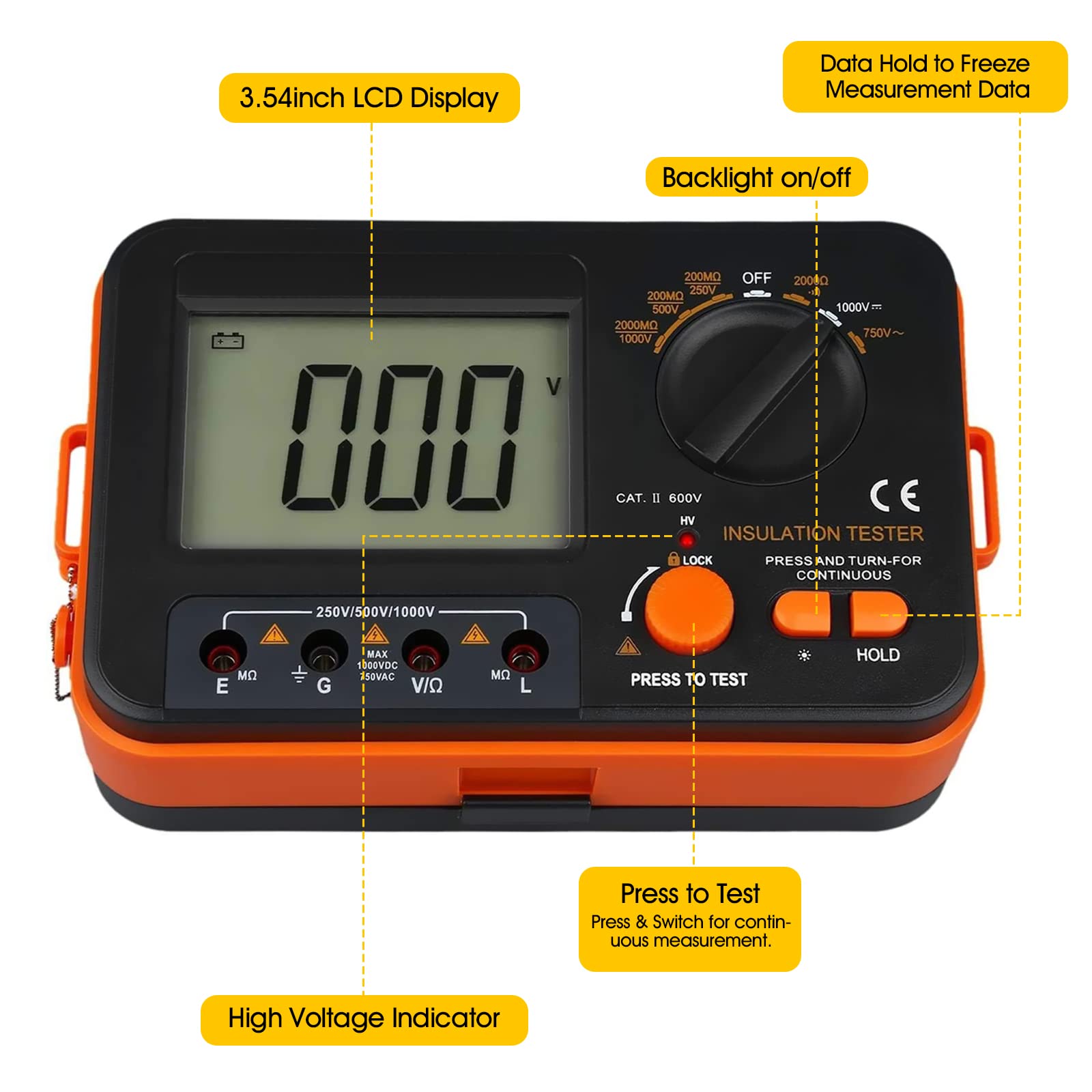 Snapklik.com : BTMETER Megohmmeter 1000V Insulation Resistance Tester ...