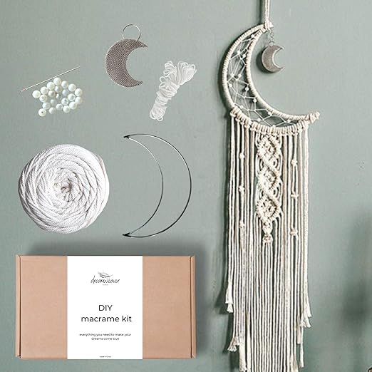Amazon.com: DREAMWEAVER CRAFTS Macramé Moon Dreamcatcher DIY Craft Kit ...