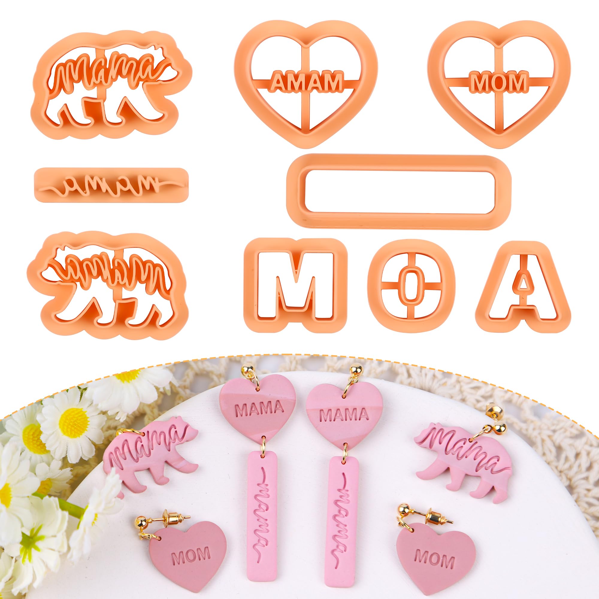 Amazon.com: Puocaon Mom Bear Clay Cutters - 9 Pcs Polymer Clay Cutters ...