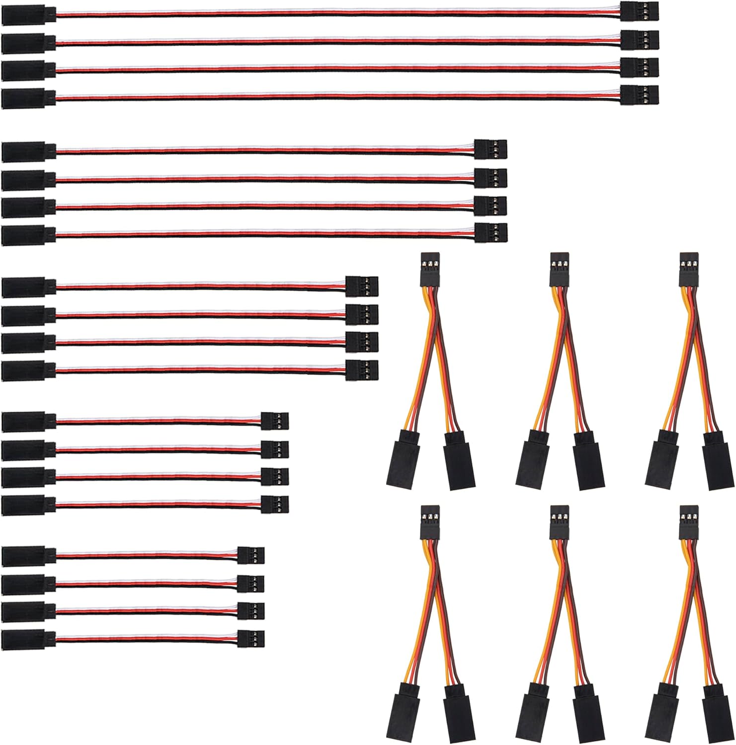 Amazon.com: 20 Pieces JR Male to Female 3-Pin Servo Extension Cable ...