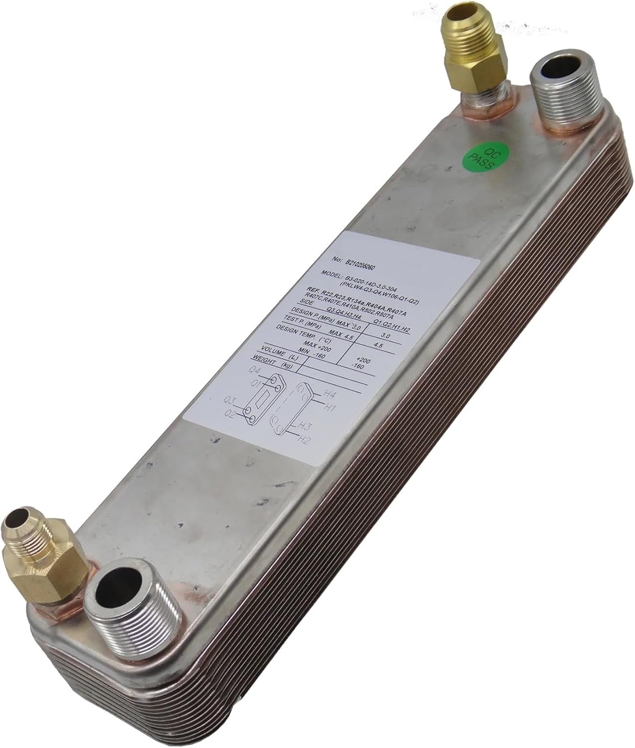 Plate Stainless Steel Heat Exchanger 7.5KW Copper Brazed Stainless ...