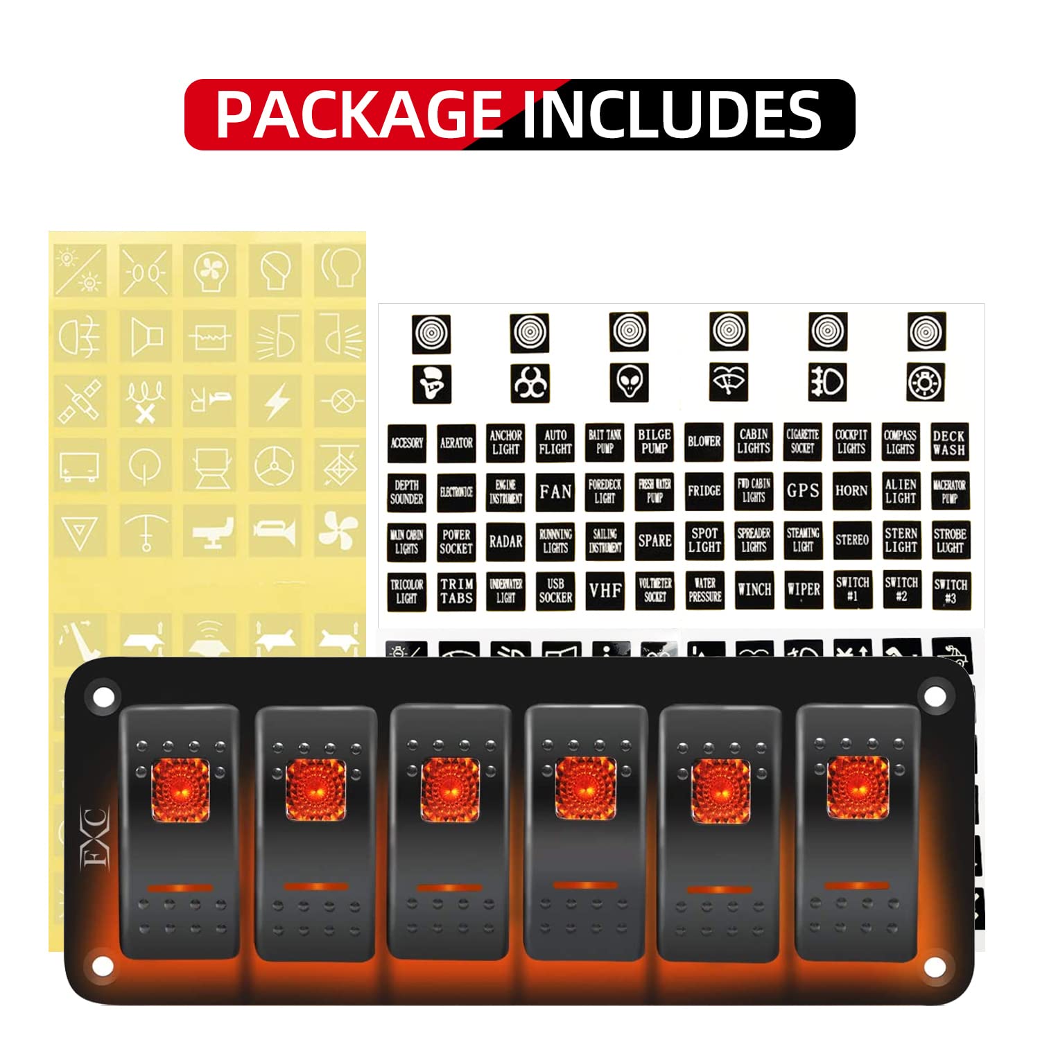 Snapklik.com : Rocker Switch Aluminum Panel 6 Gang Toggle Switches Dash ...