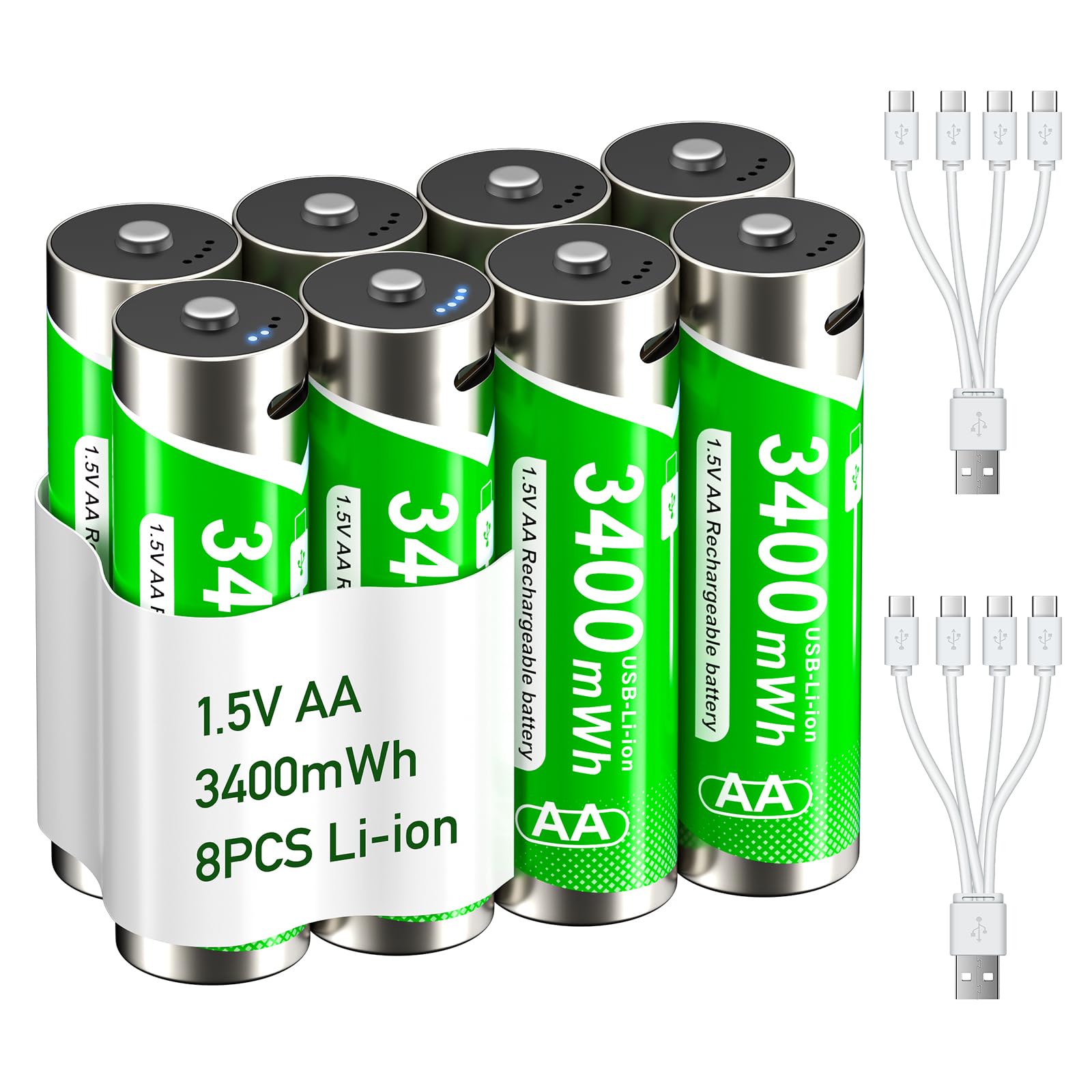 Palogreen Crash Light AA Batteries USB C,Rechargeable Batteries AA ...