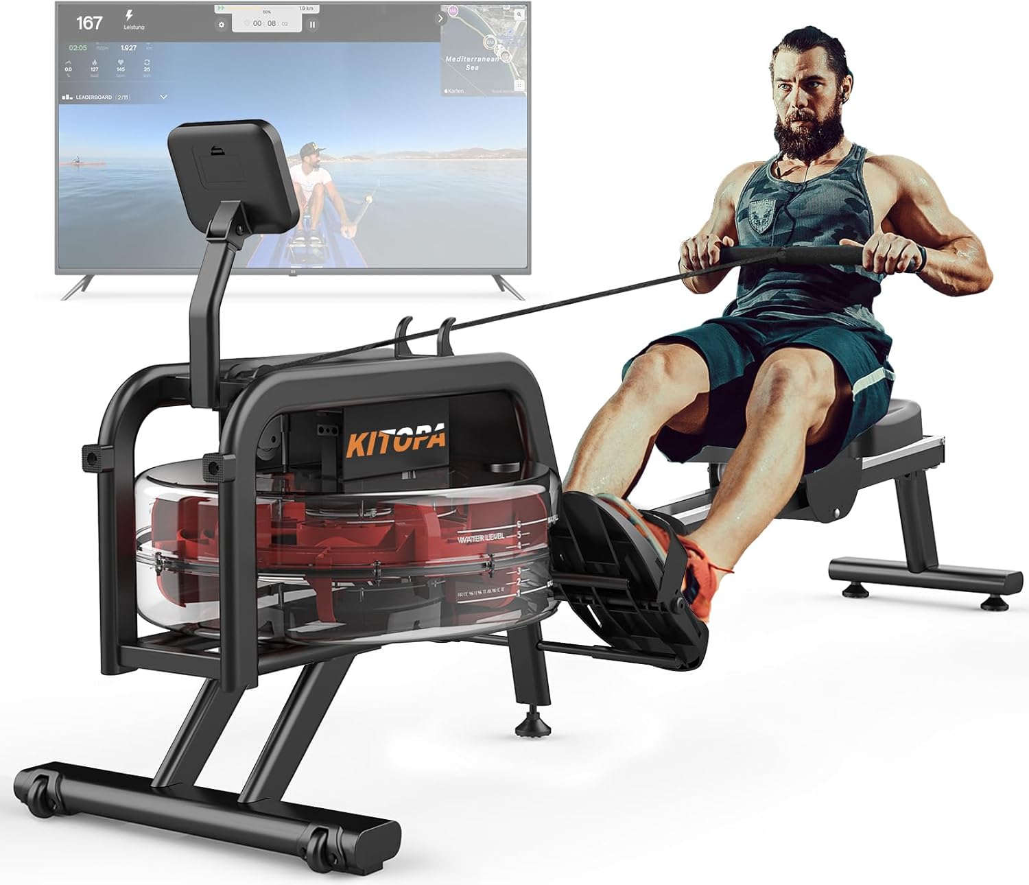 Kitopa Rowing Machine, Rowing Machine for Home Gym with LCD Monitor and ...