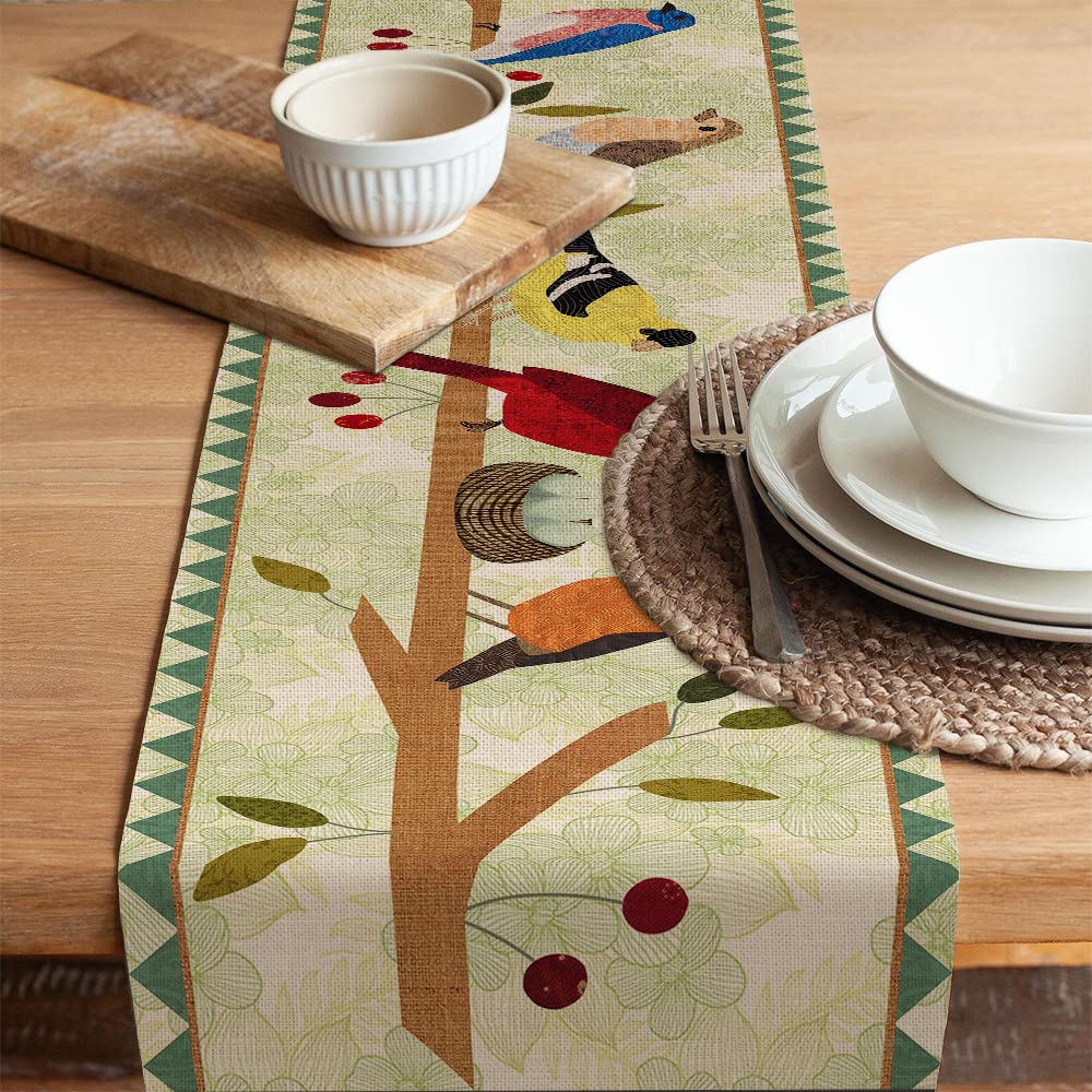 925 storeSeliem Summer Cardinals Birds Table Runner, Branches Kitchen ...