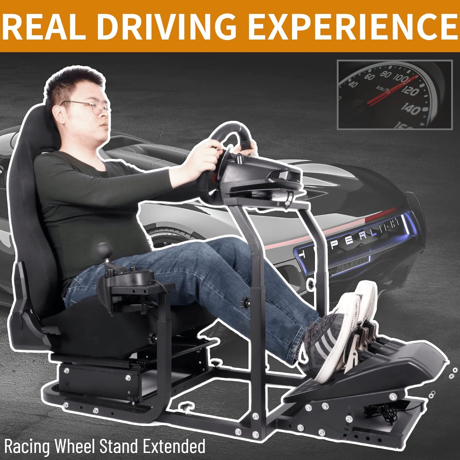 Buy Dardoo Simulator Driving Cockpit Stand Adjustable Black Seat Fits ...