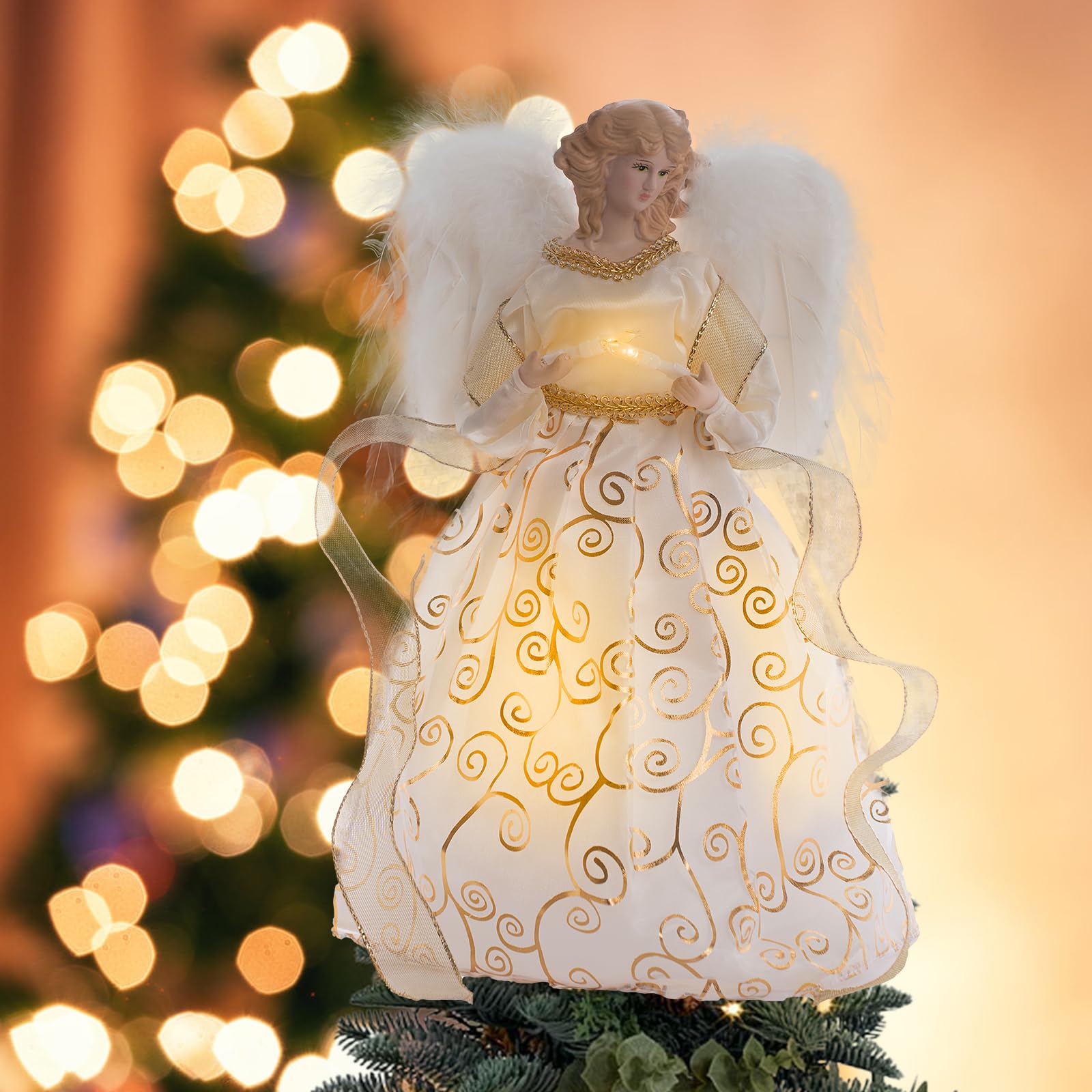 Amazon.com: Christmas Angel Tree Topper with LED Light, 14" Angel ...
