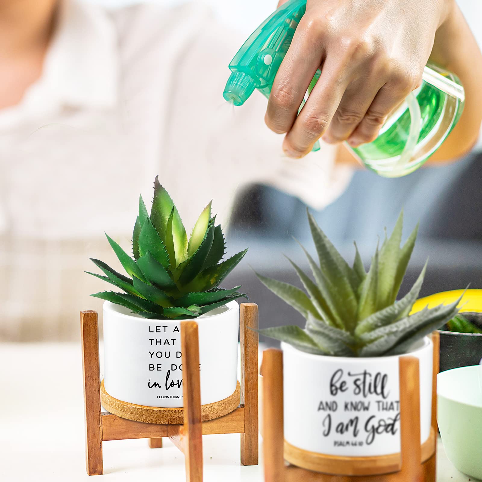 12 Pcs White Bible Verse Succulent Pots with Drainage 3.15 Inch Mini ...