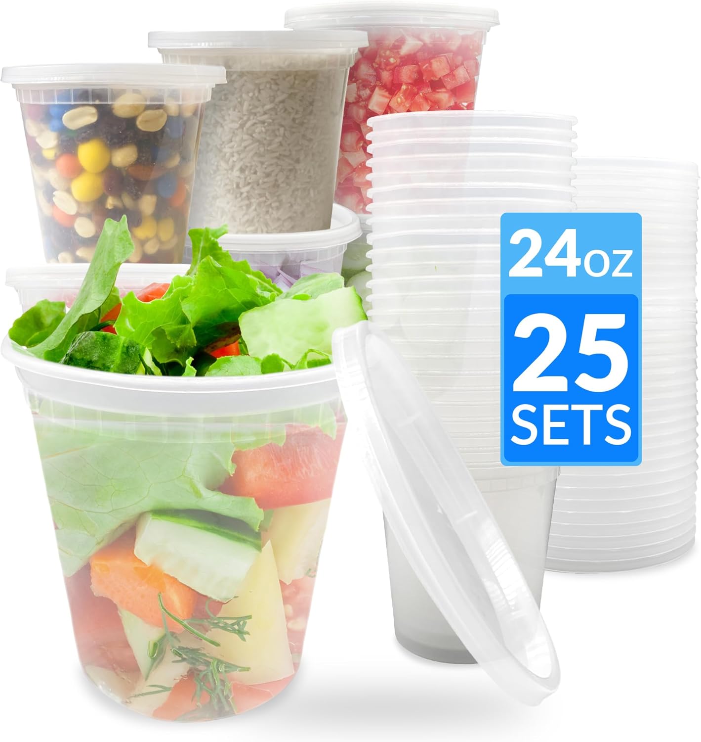 Amazon.com - Reli. Deli Containers with Lids (25 Sets) 24 oz Plastic ...