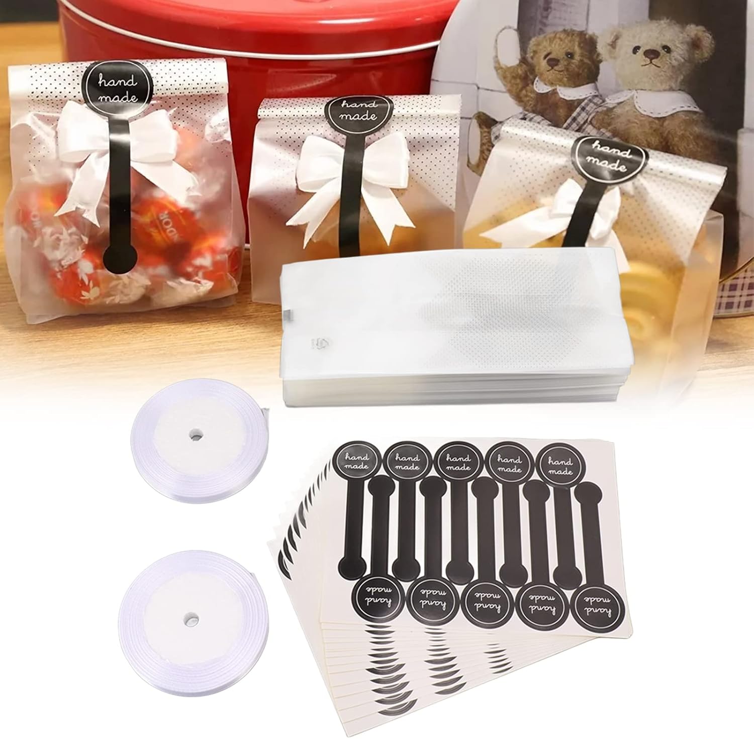 Amazon.com: 150Pcs Cookie Bags for Packaging,Translucent Plastic ...