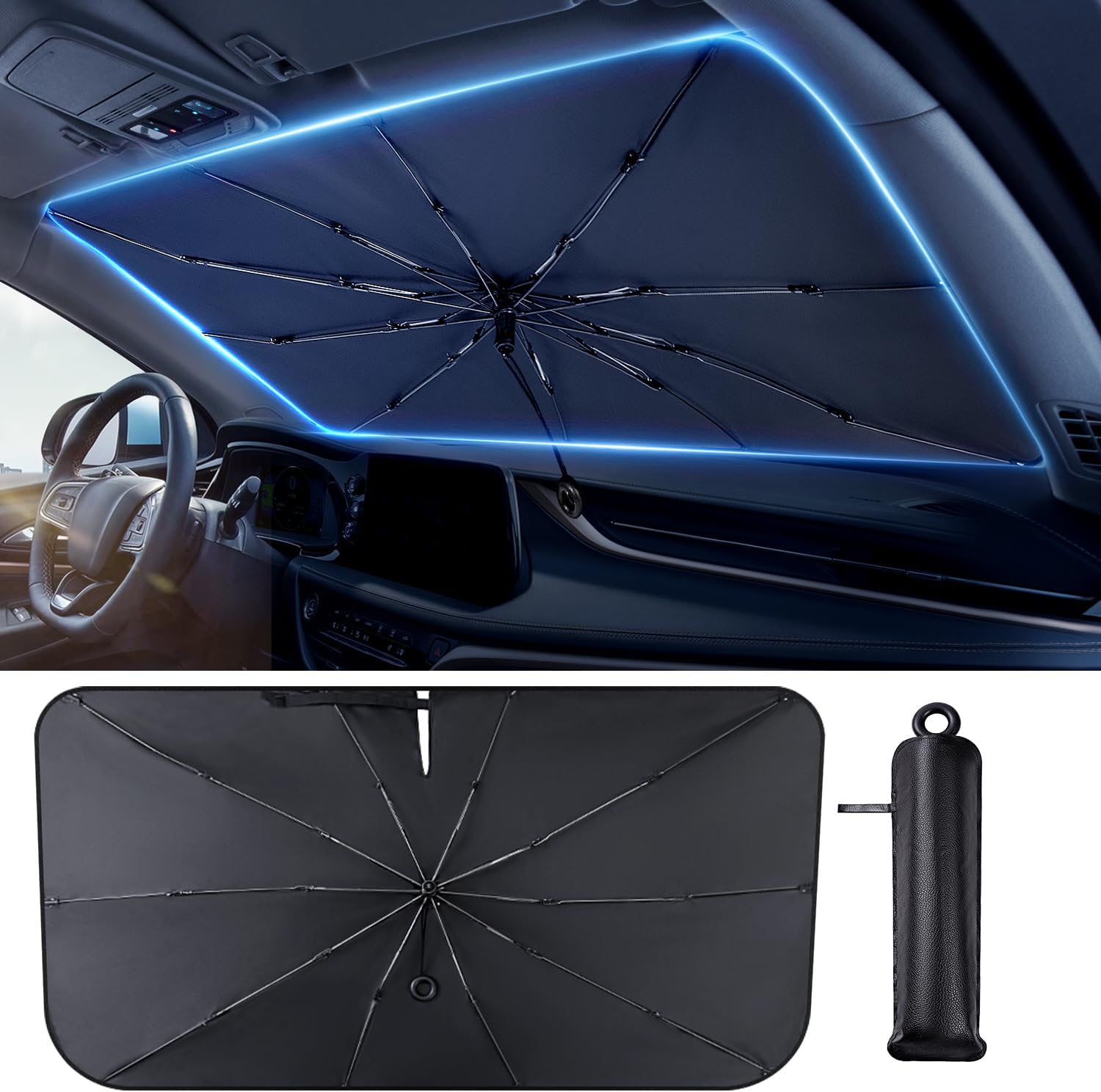 Amazon.com: Windshield Sun Shade - Car Sun Shade Windshield, 55"x30 ...