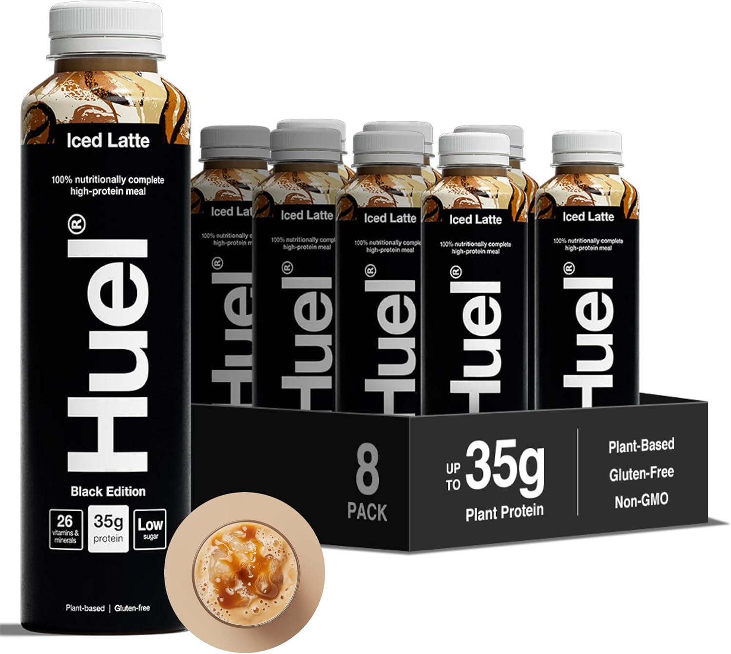 Huel Black Edition Ready-to-drink, 8 x 500ml Bottles, Protein Shakes, Iced Latte High, High ...