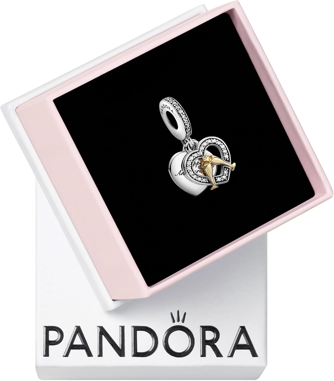 Amazon.com: PANDORA Two-Tone Happy Anniversary Dangle Charm ...