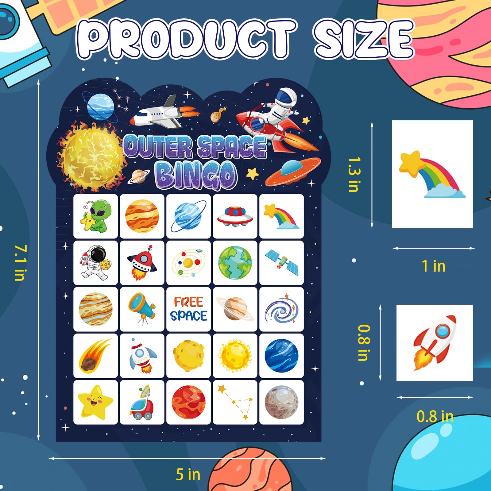 Snapklik.com : Space Bingo Game, 24 Players Outer Space Bingo Cards For ...