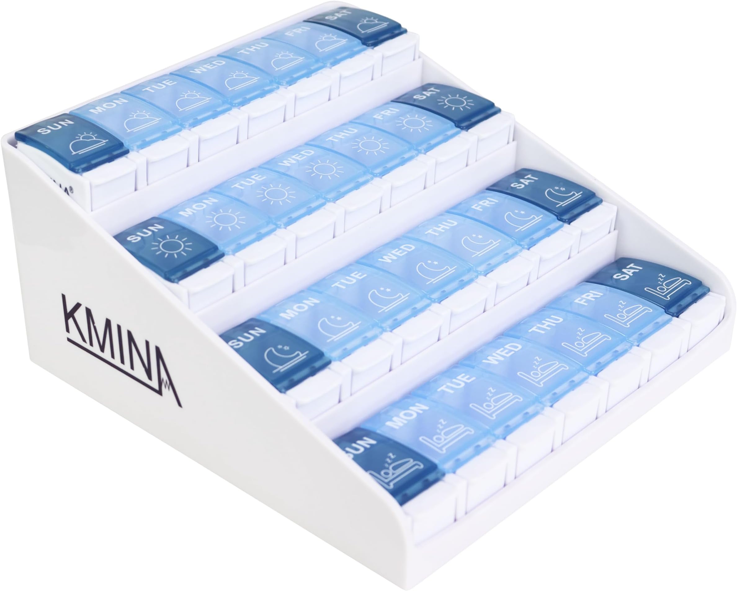 KMINA - Pill Boxes 7 Day 4 Times a Day, Weekly Pill Organiser Morning ...