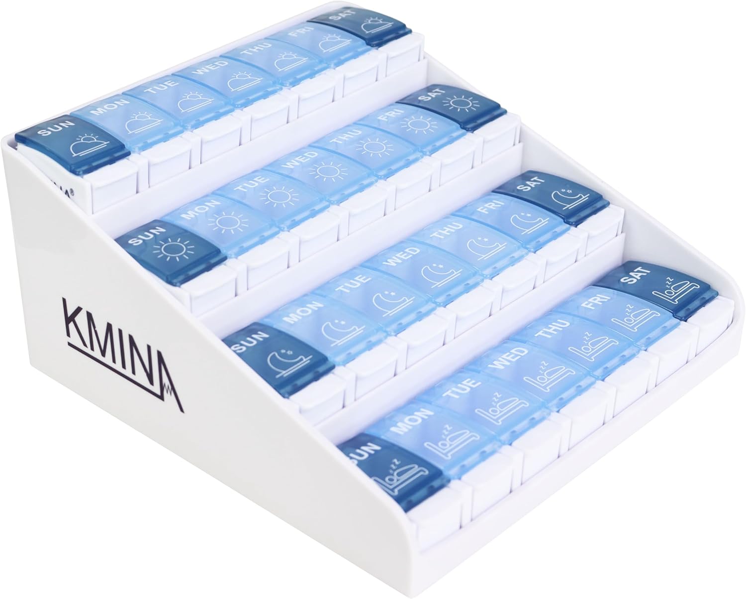 KMINA Weekly Pill Organizer 7 Day (4 Times a Day), Medicine Storage Box ...