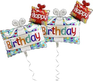 Amazon.com: 2PCS Happy Birthday Foil Balloons, 35 Inch Colorful Gift ...