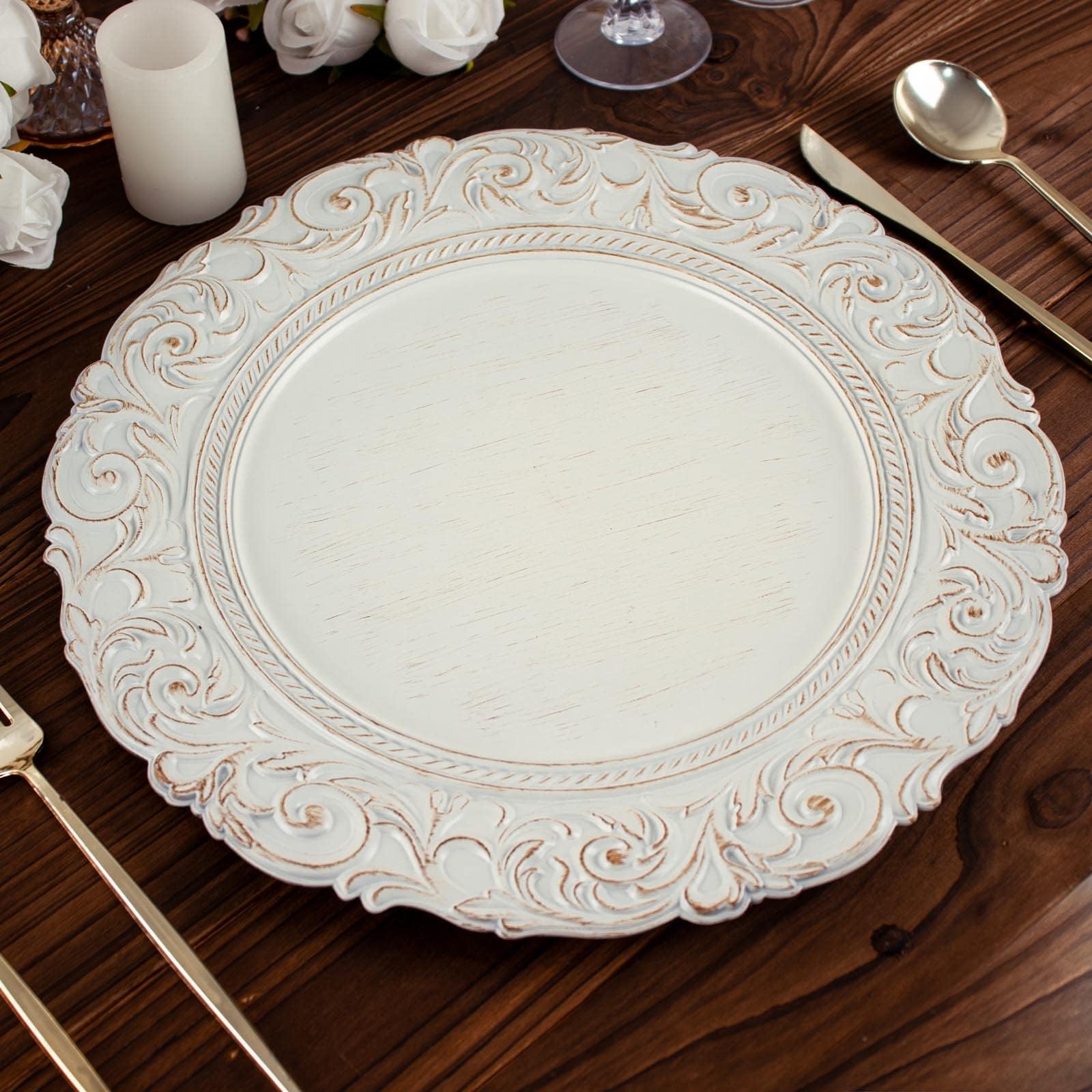 Amazon.com | ChargeIt by Jay Elegant Rim Round Charger Plate, 14-Inch ...