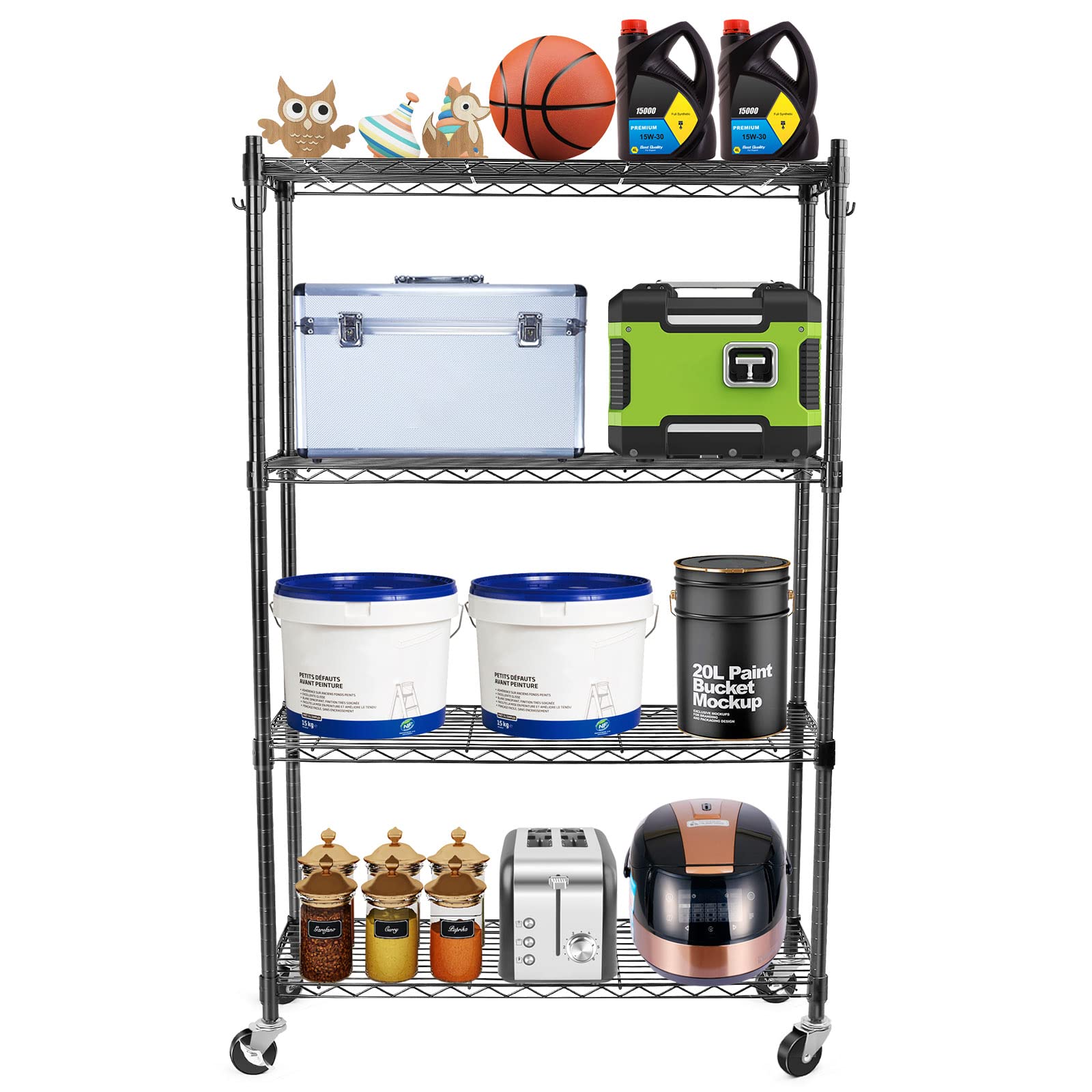Snapklik.com : Shelving Storage Units On Wheels Casters, Adjustable ...