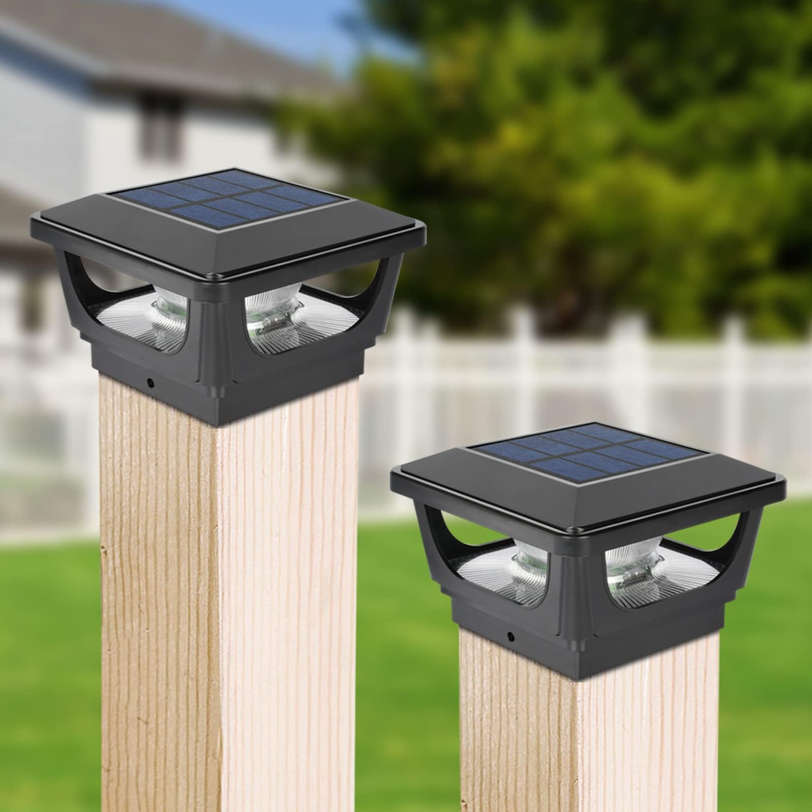 GEYUEYA Home Solar Post Cap Lights Outdoor,IP65 Waterproof Solar Fence ...