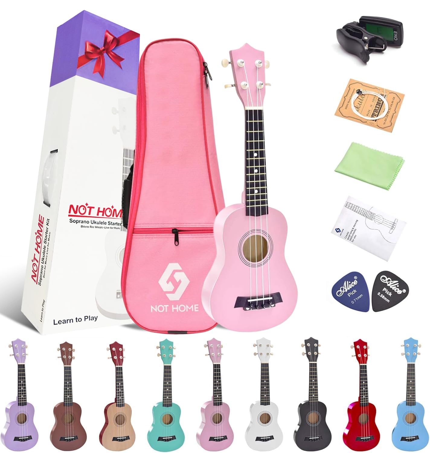 Amazon.com: Soprano Ukulele Beginner Pack, 21 Inch Basswood kids ...
