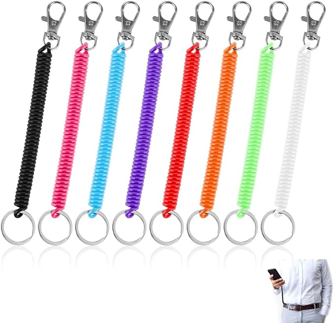 Amazon.com: Tyqour 8pcs Retractable Spring Coil Keychain, Coiled ...