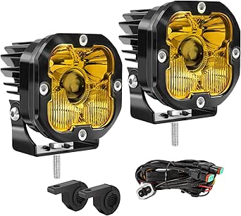Amazon.com: BraveWAY [Strobe] Motorcycle LED Fog Lights kit, 3 inch Yellow Auxiliary Light, ATV ...