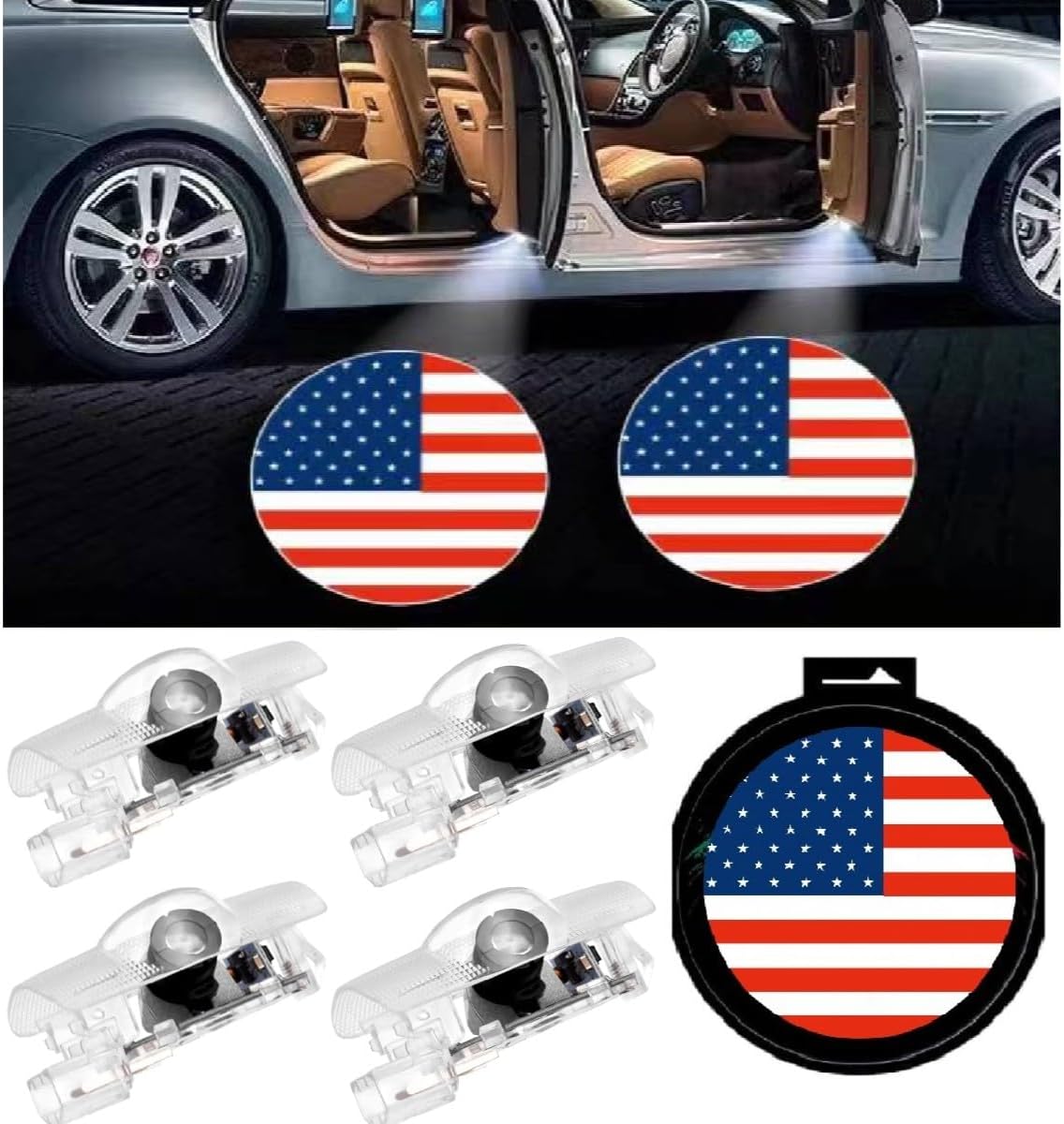 Amazon.com: 4PCS American Flag Logo LED Car Door Projector Welcome ...