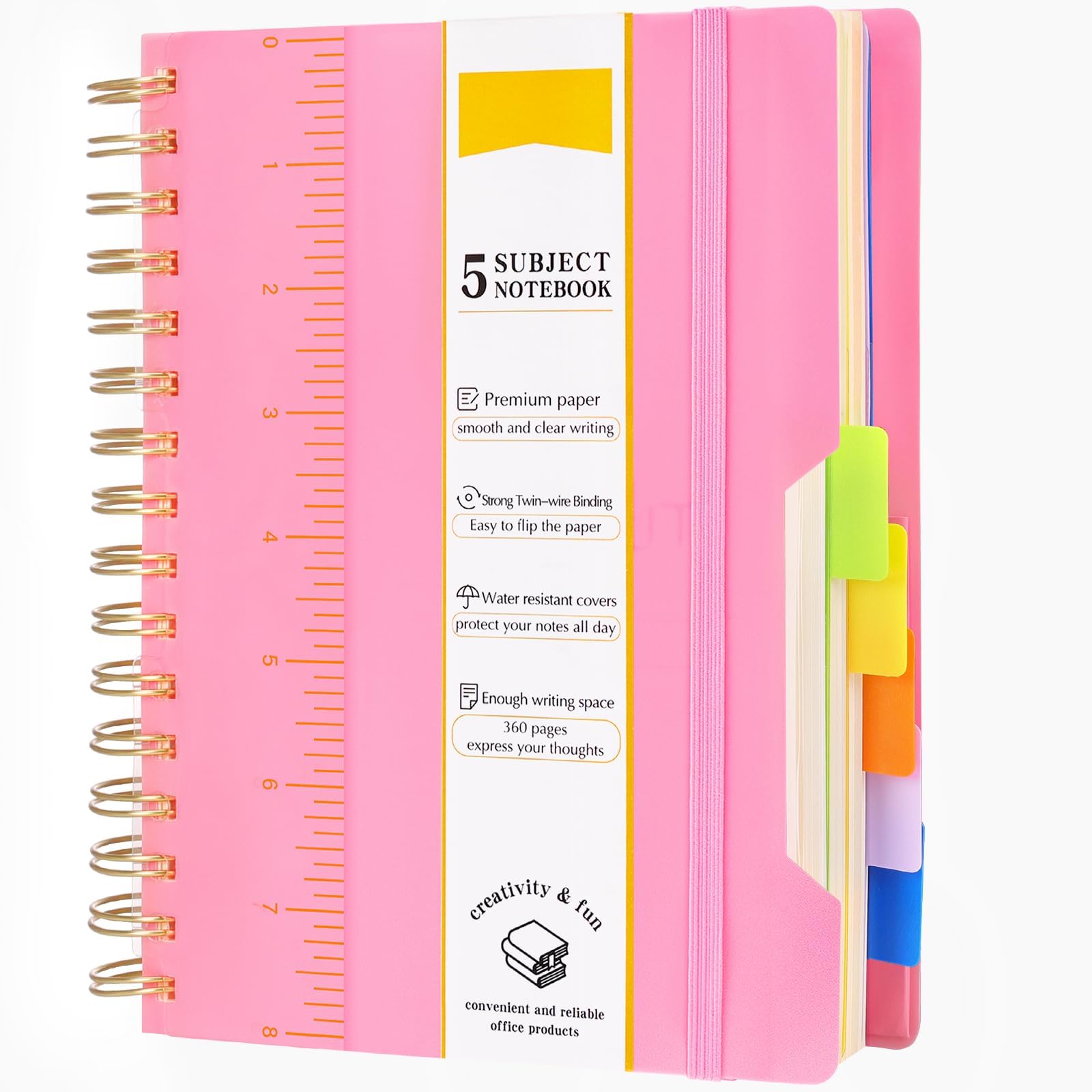 Amazon.com : EOOUT 5 Subject Notebook, Spiral Notebook With Dividers, 6 ...