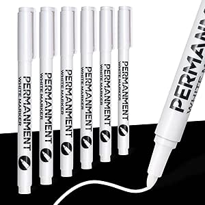 White Permanent Markers Bullet Tip Marker Paint Pen, 6 Pack Acrylic ...