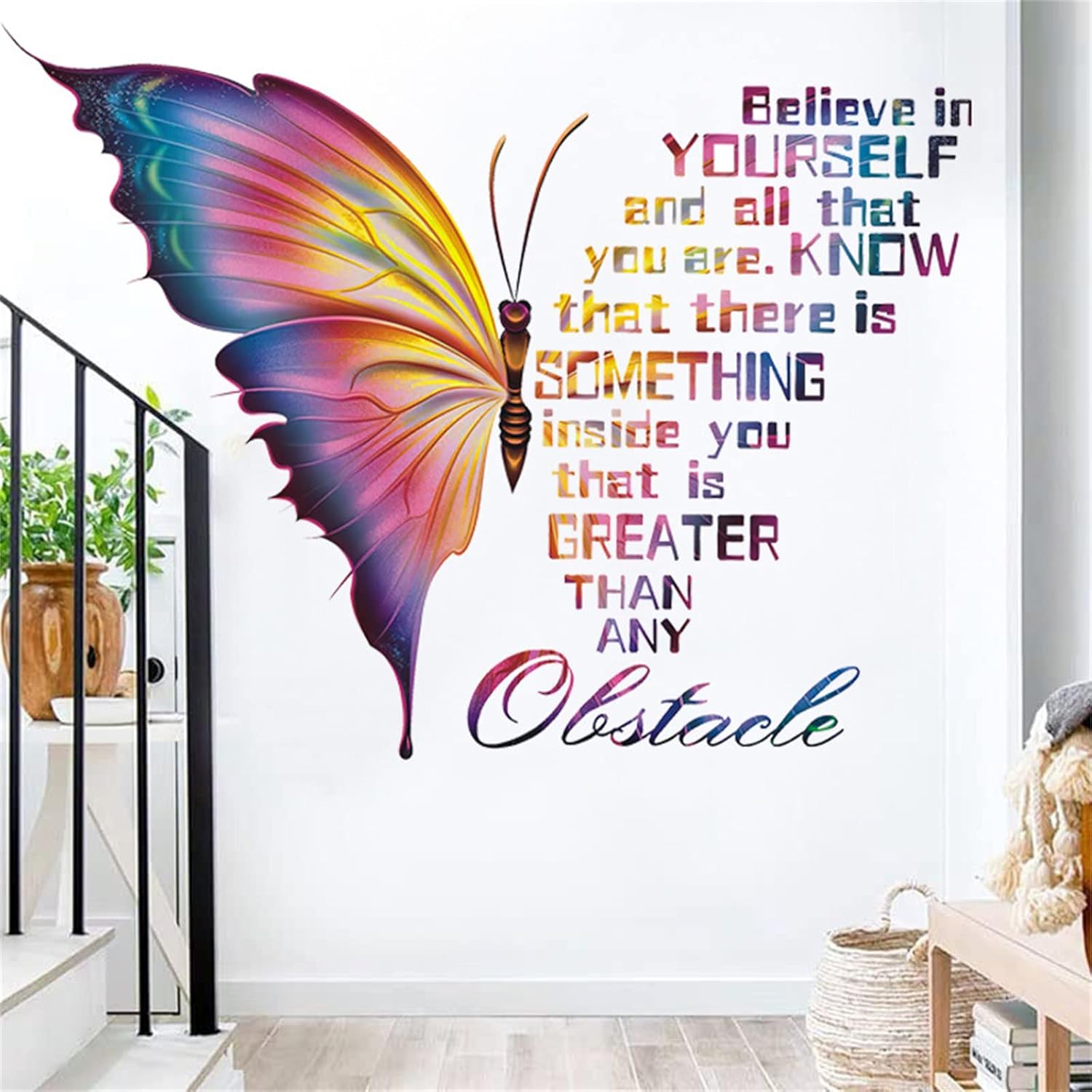 Amazon.com: Believe in Yourself Inspirational Colorful Butterfly Wall ...