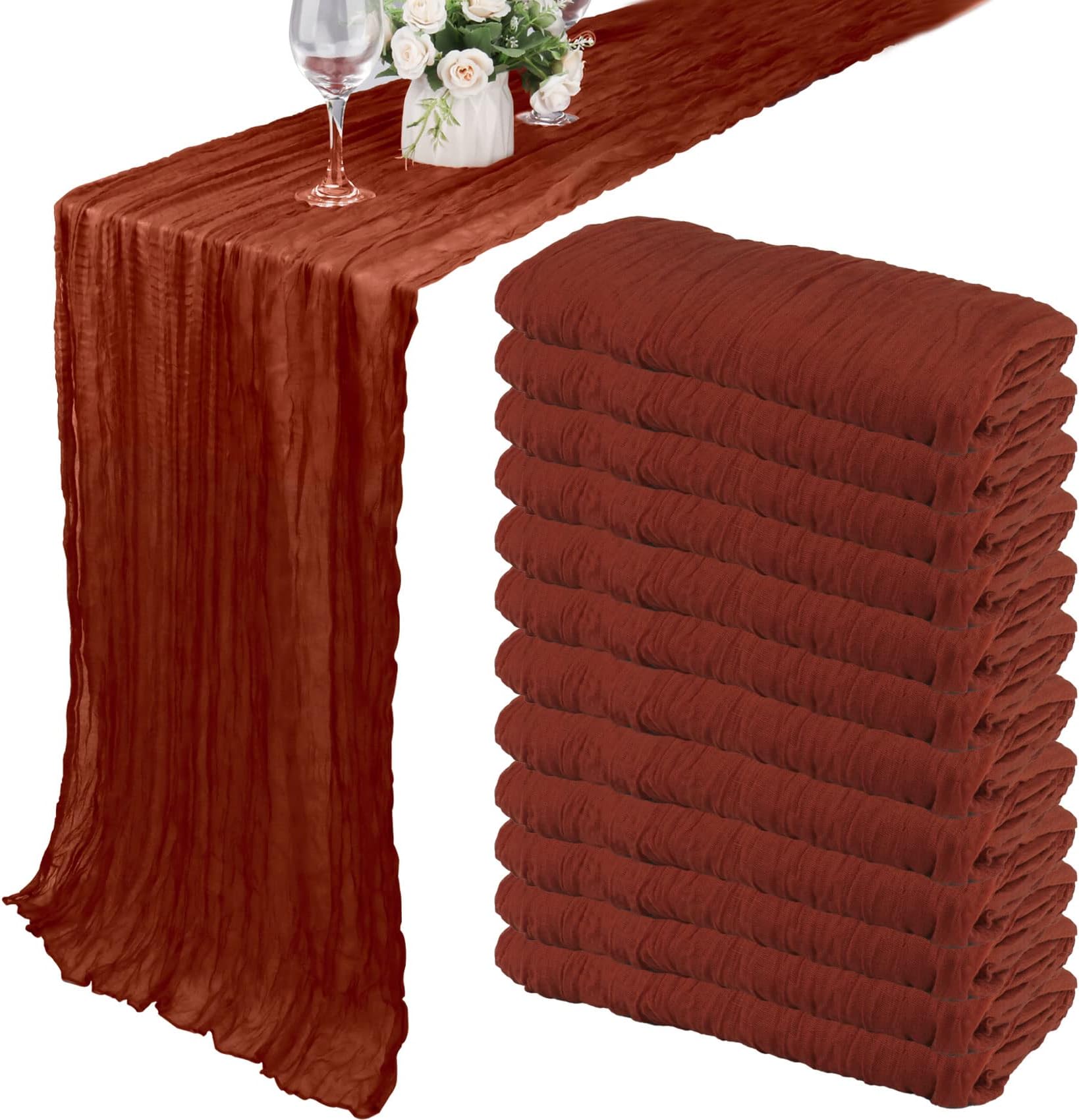 Amazon.com: Newwiee 12 Pcs Chiffon Table Runner Romantic Wedding Table ...