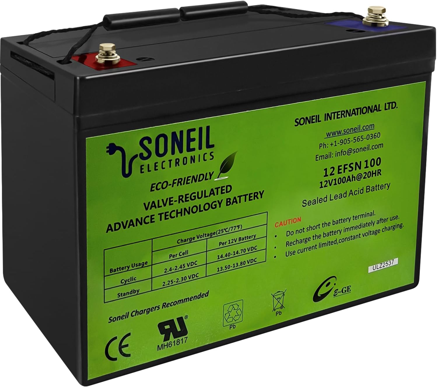 12V 100Ah Deep Cycle AGM Battery, High Capacity 12V Rechargeable ...