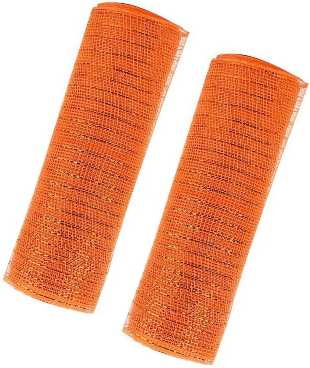 Amazon.com: JStnana 2 Rolls Orange Mesh Ribbon for Wreath Crafts,10 ...