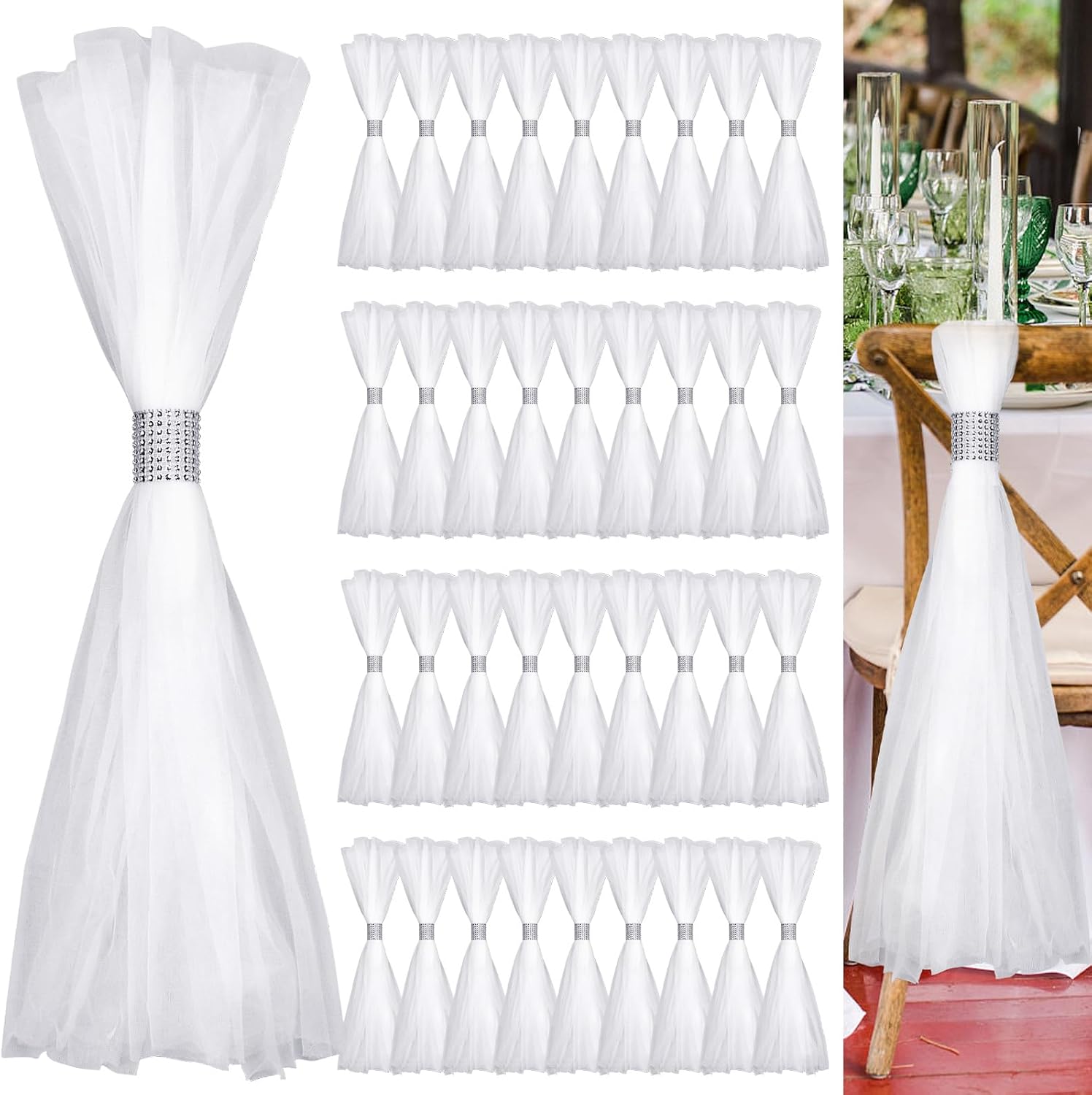 Amazon.com: Furbeko 36PCS Wedding Chair Sashes Aisle Decorations for ...