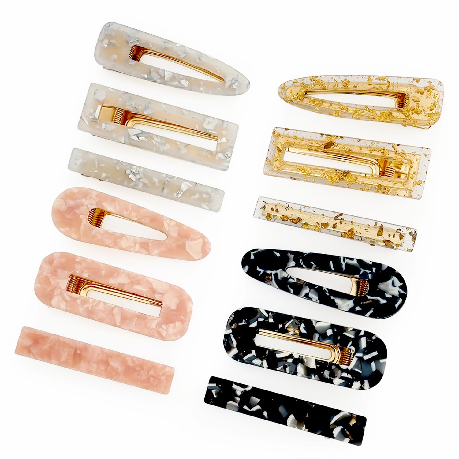 Amazon.com : Parcce 12 Pieces Acrylic Resin Marble Hair Clips Set ...