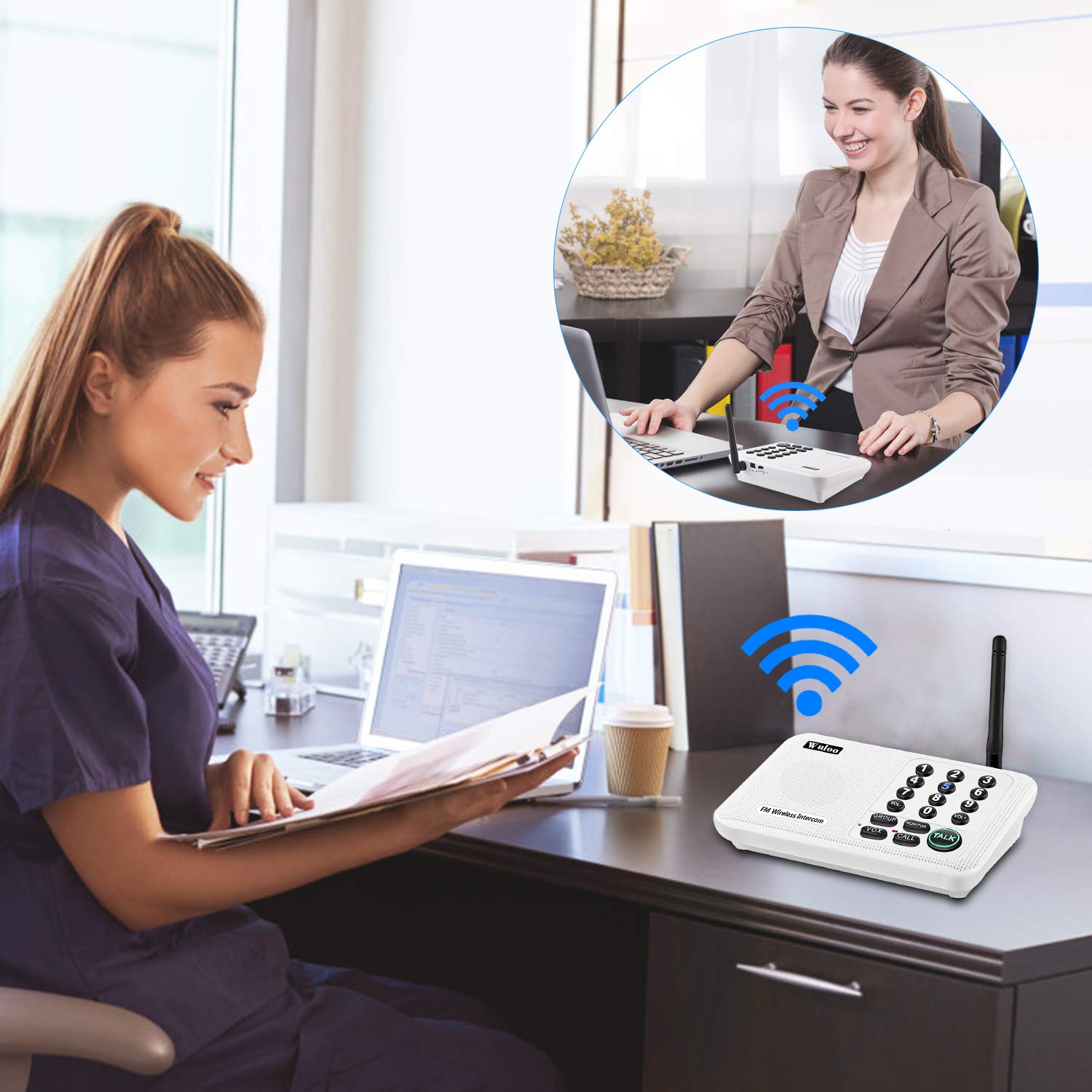 Wuloo Intercoms Wireless for Home 5280 Feet Range 10 Channel 3 Code ...