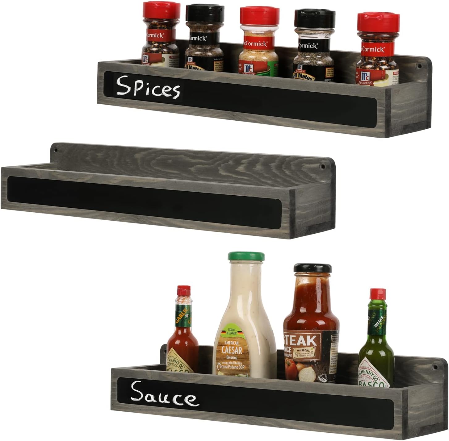 Amazon.com: MyGift Wall Mounted Black Metal Wire Spice Rack Display ...
