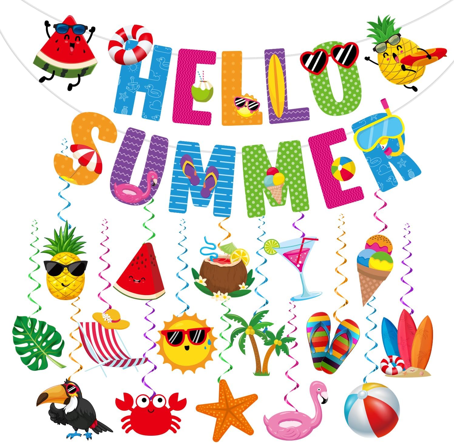 Amazon.com: Summer Party Decorations, NO-DIY Summer Decorations ...