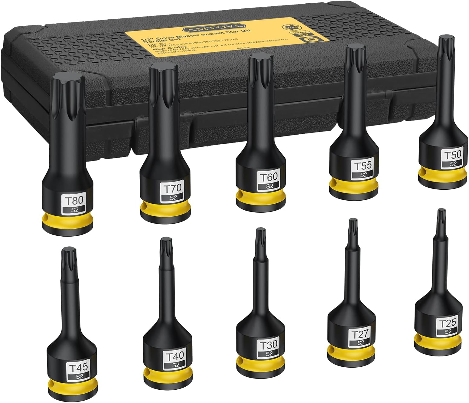 1/2 Inch Impact Torx Bit Socket Set, 10 Piece T25 - T80 Drive Impact ...