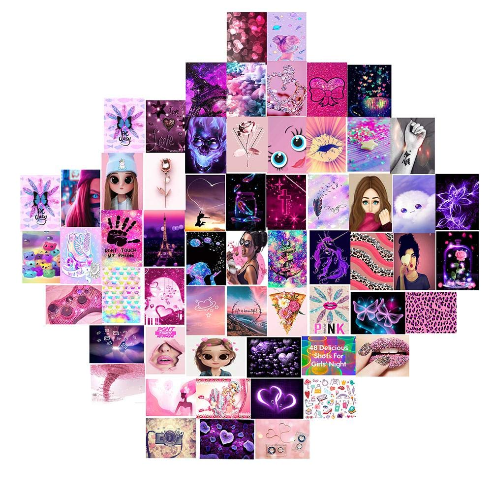 Buy Pink Aesthetic Wall Collage Kit, 60PCS Creative Photo Wall Collage ...
