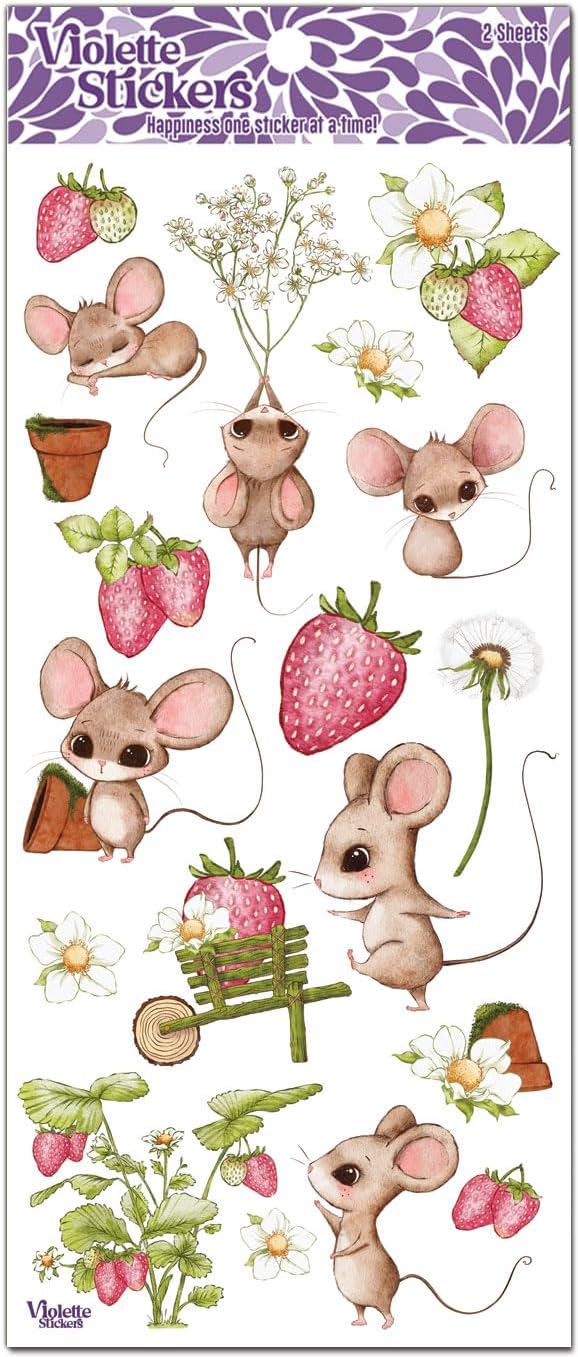 Amazon.com: Strawberry Mice Stickers by Violette Stickers : Arts ...