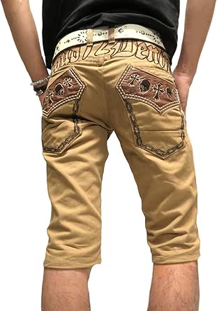 Amazon | クラウド72(CLOUD72)メンズ デニム #596-23 ハーフパンツ ベージュチノパン 刺繍 短パン ロリータジーンズ(LOLITAJEANS)・レッドペッパー ...