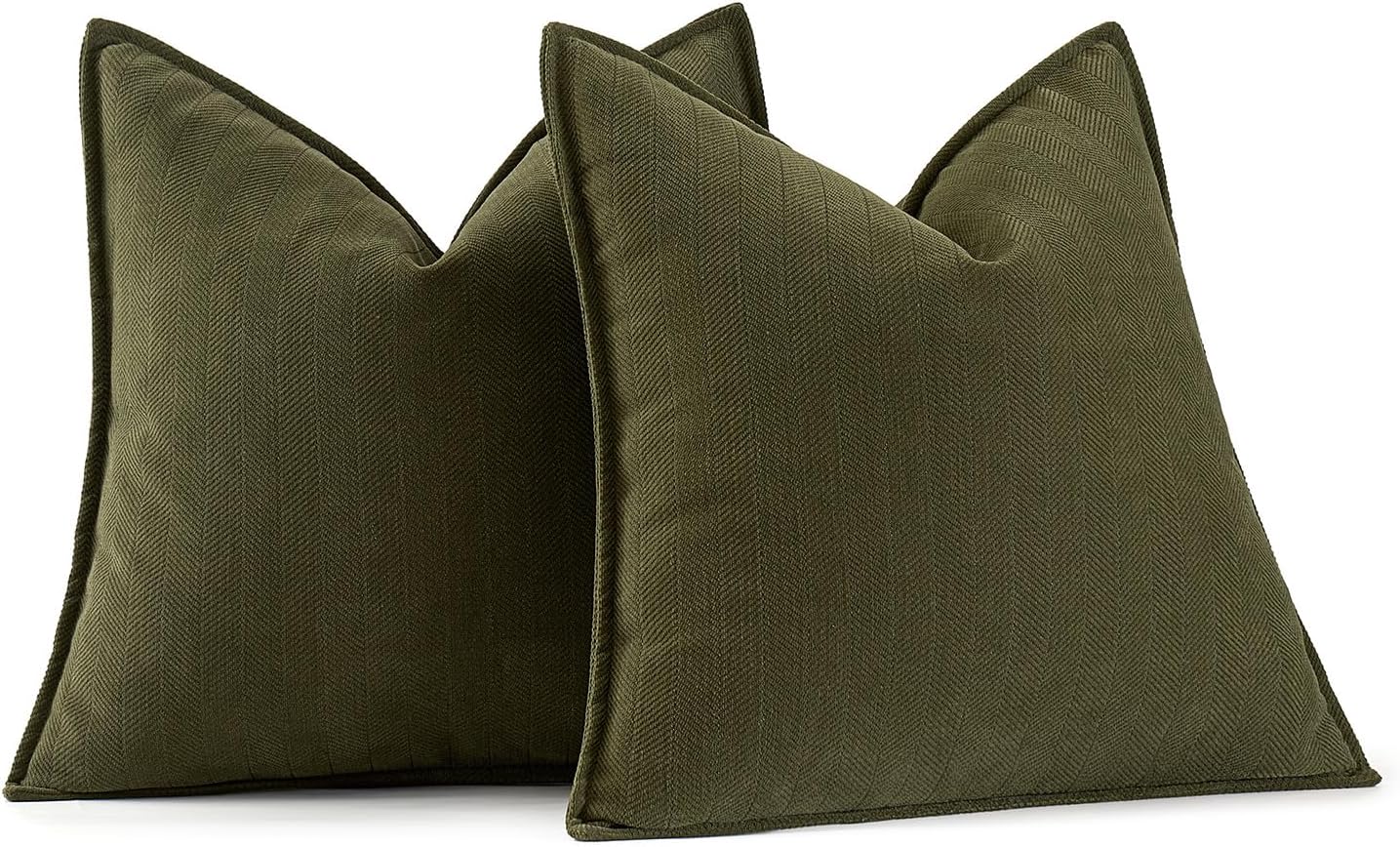 Amazon.com: MIULEE Pack of 2 Olive Green Decorative Pillow Covers 20x20 ...