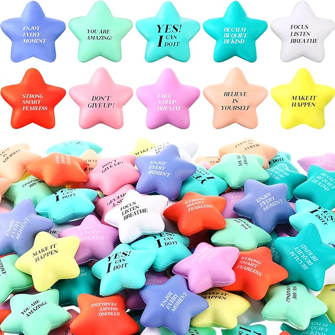 Amazon.com: Sotiff 100 Pack Star Stress Balls Bulk Stress Relief Balls ...