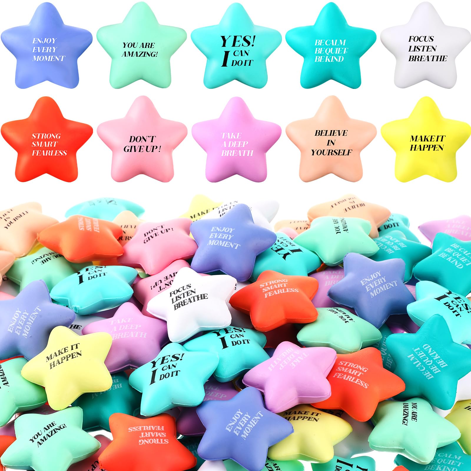 Amazon.com: 100 Pack Star Stress Ball Stress Relief Balls with ...